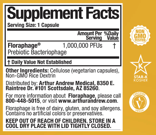 Floraphage, 30 Capsules (Arthur Andrew Medical) (Prebiotic / probiotic ...