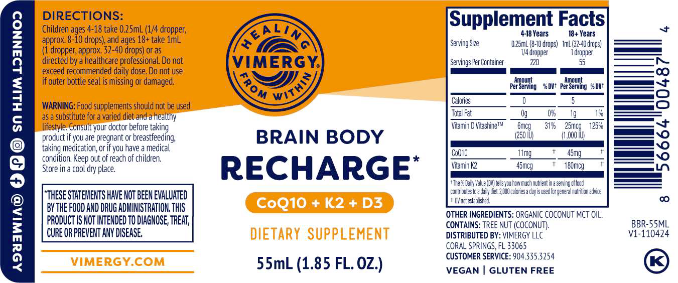 Vimergy Herbs - Brain Body Recharge 55ml (CoQ10 + K2 + D3) – Longevity ...